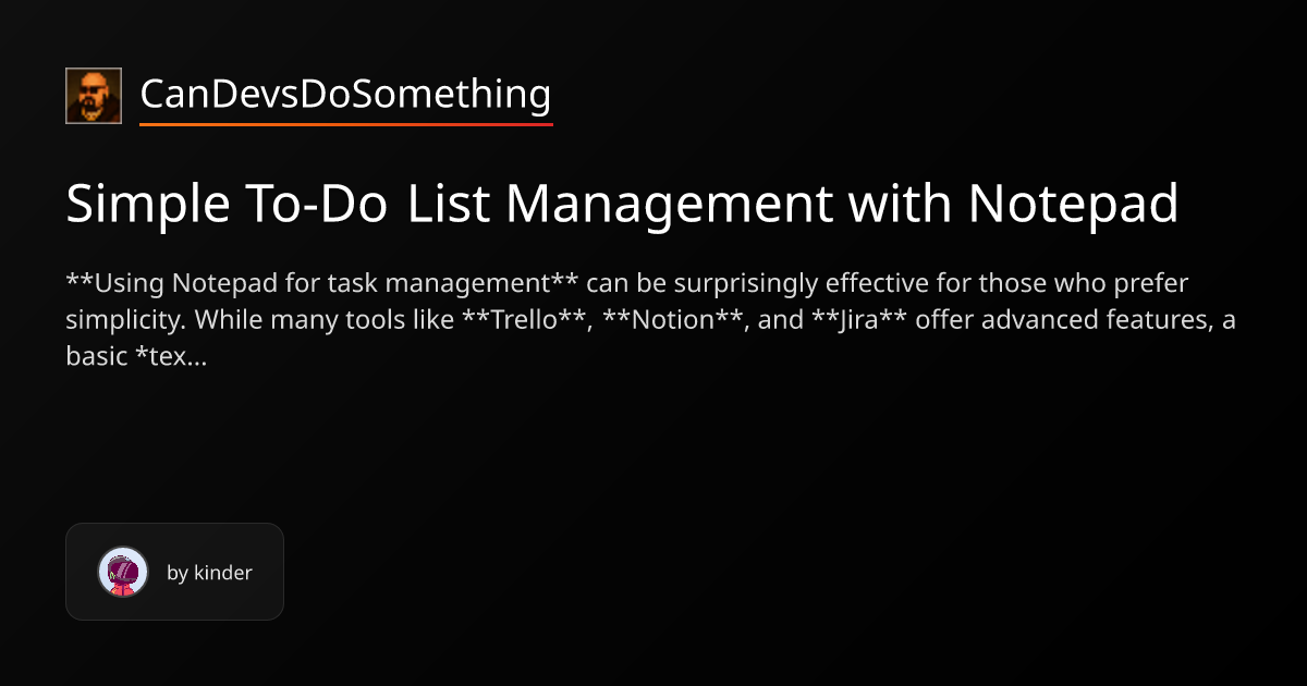 Simple To-Do List Management with Notepad | CanDevsDoSomething